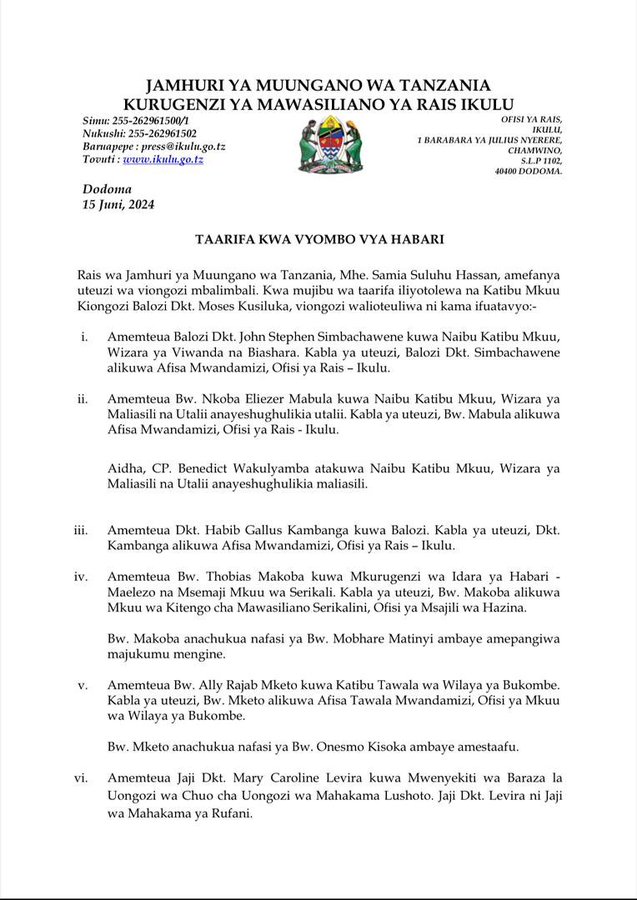 RAIS DKT SAMIA AFAYA UTEUZI MCHANGANYIKO - Kigogo Media